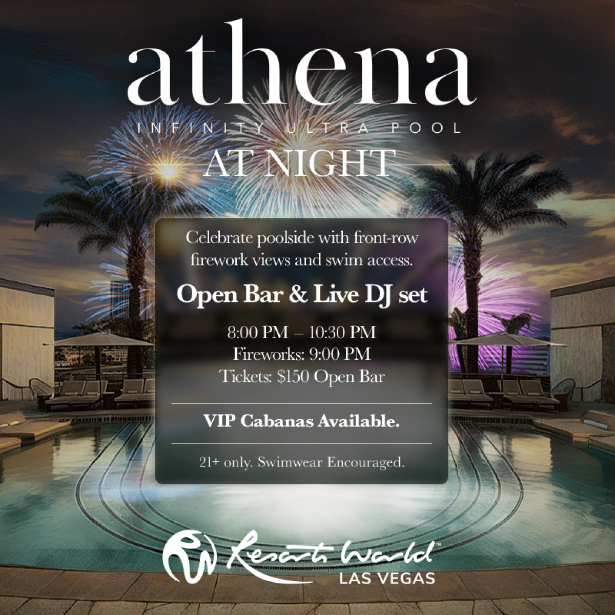 Athena at Night: Fireworks & Flows | Athena Infinity Ultra Pool